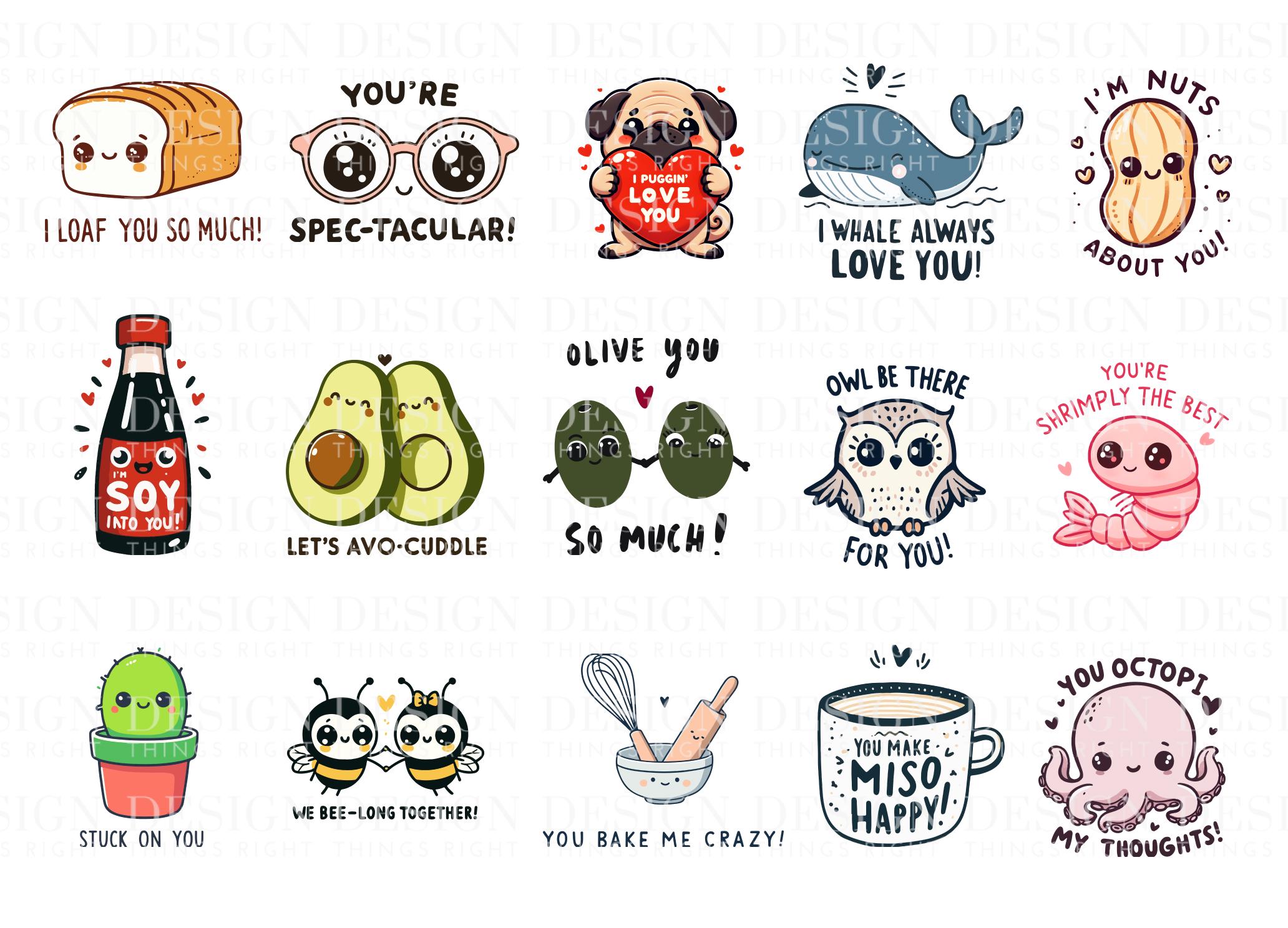 Love Puns Digital Download SVG, PNG - Cute Food and Animal Pun ...