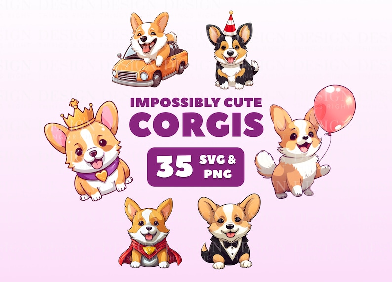 Cute Corgi Clipart Stickers | Kawaii Digital Stickers | Scrapbooking ...