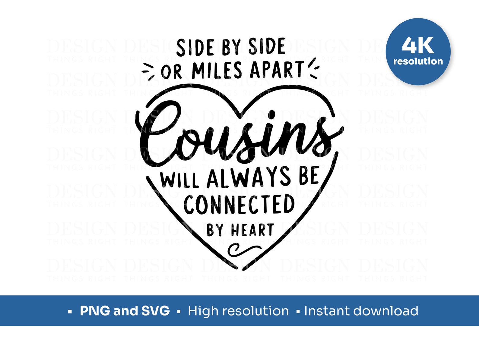 Cousins Connected by Heart PNG SVG | Quote Design | Side by Side or ...