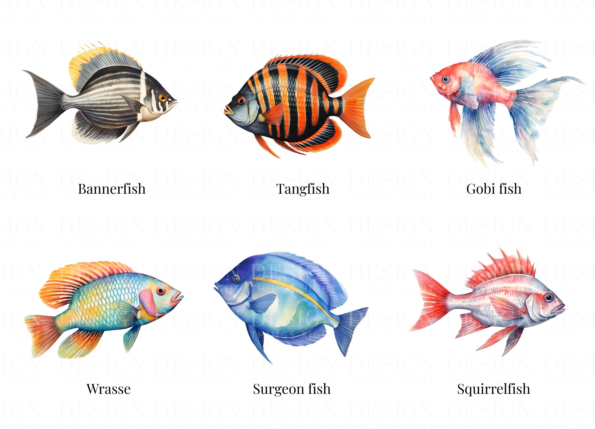 Tropical Fish Watercolour Clipart Set Vibrant Aquatic Illustrations PNG ...