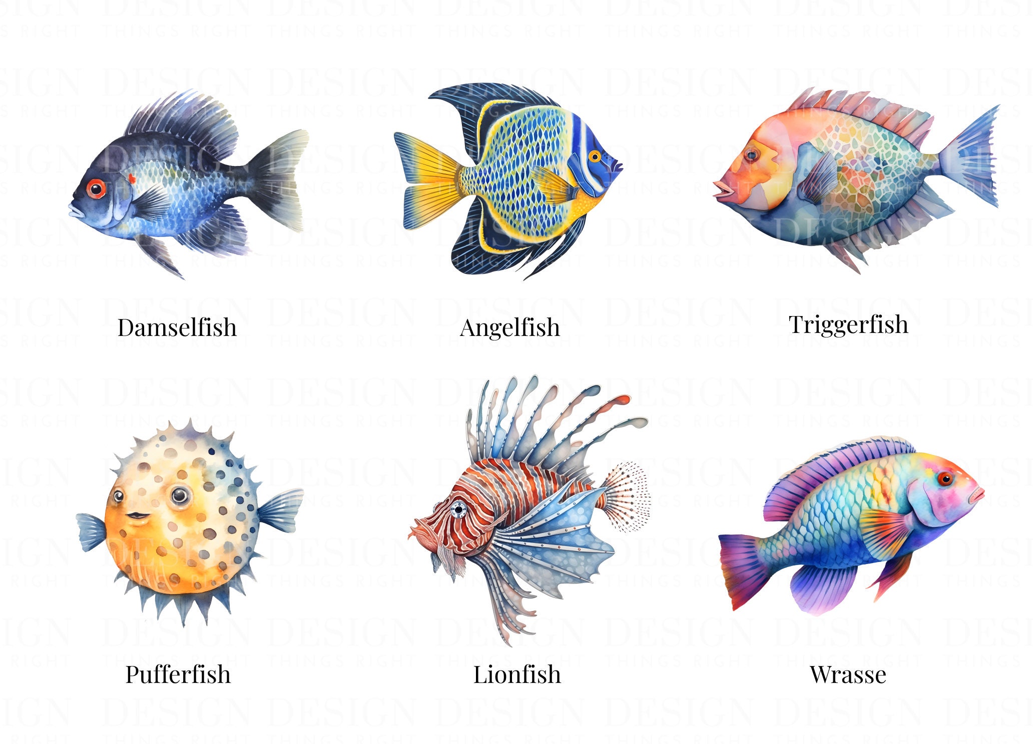 Tropical Fish Watercolour Clipart Set Vibrant Aquatic Illustrations PNG ...