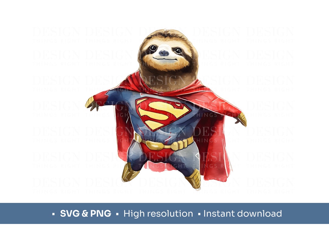 Funny Sloth Superhero PNG Digital Image Cute Funny Sloth - Etsy