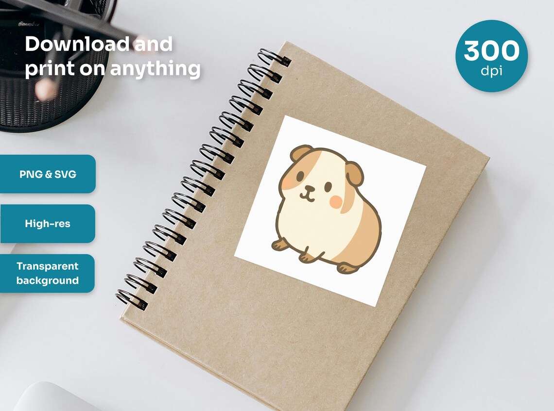 Cute Guinea Pigs Clipart Bundle SVG PNG – 12 Kawaii Pet Designs ...