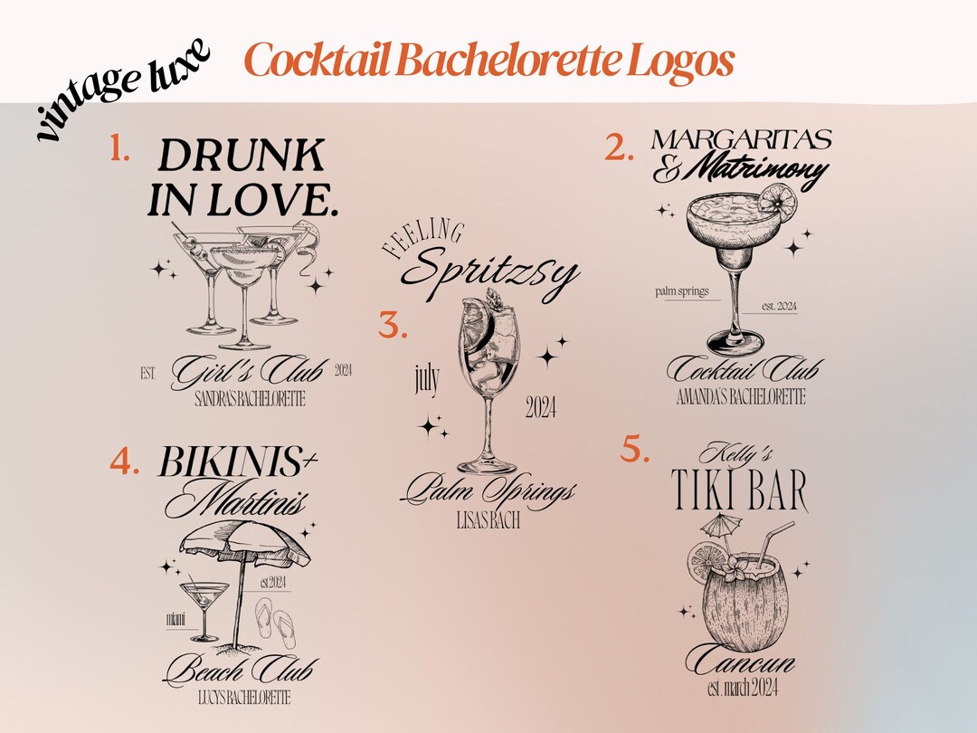 Cocktail Bachelorette Logos Bachelorette Party Logo - Etsy Canada