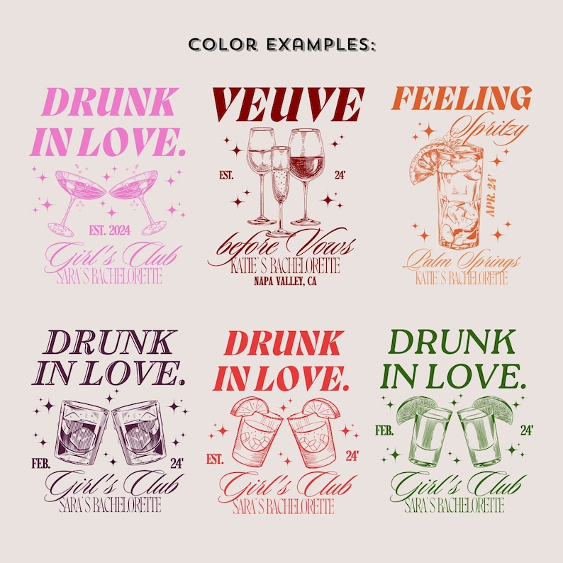 Luxe Retro Cocktail Bachelorette Logos, Bachelorette Party Logo ...