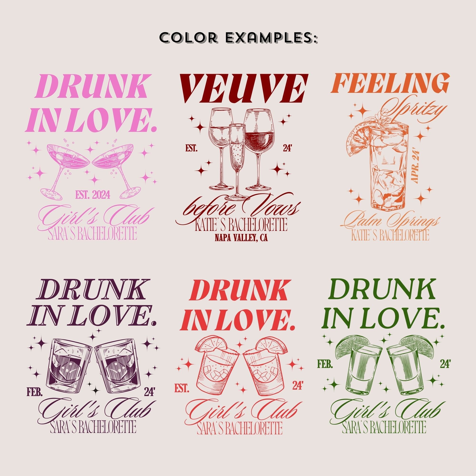 Luxe Retro Cocktail Bachelorette Logos, Bachelorette Party Logo ...