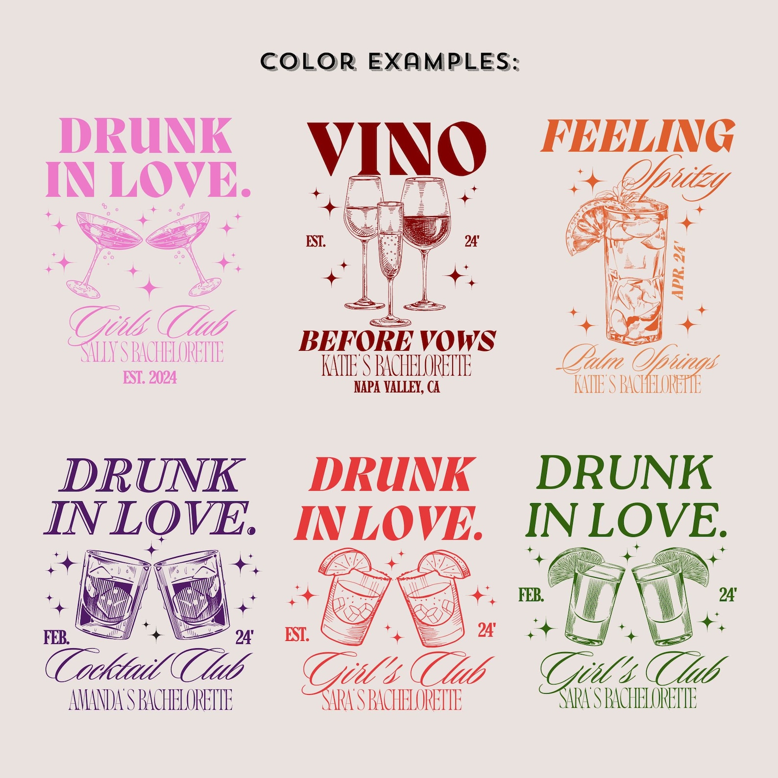 Luxe Retro Cocktail Bachelorette Logos, Bachelorette Party Logo ...