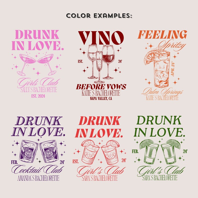 Luxe Retro Cocktail Bachelorette Logos, Bachelorette Party Logo ...