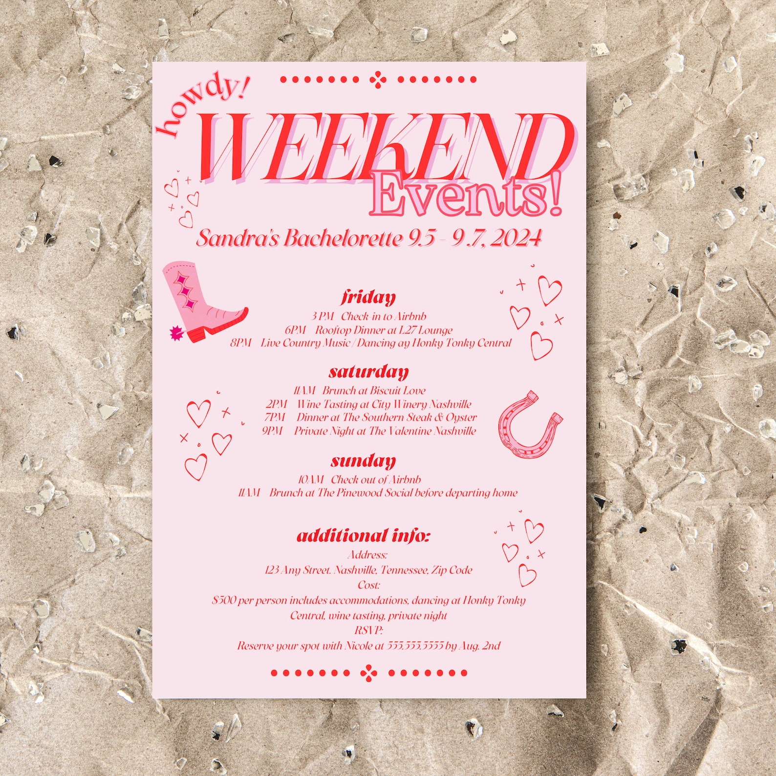 Last Rodeo Bachelorette Invitation and Itinerary Template, Last Rodeo ...