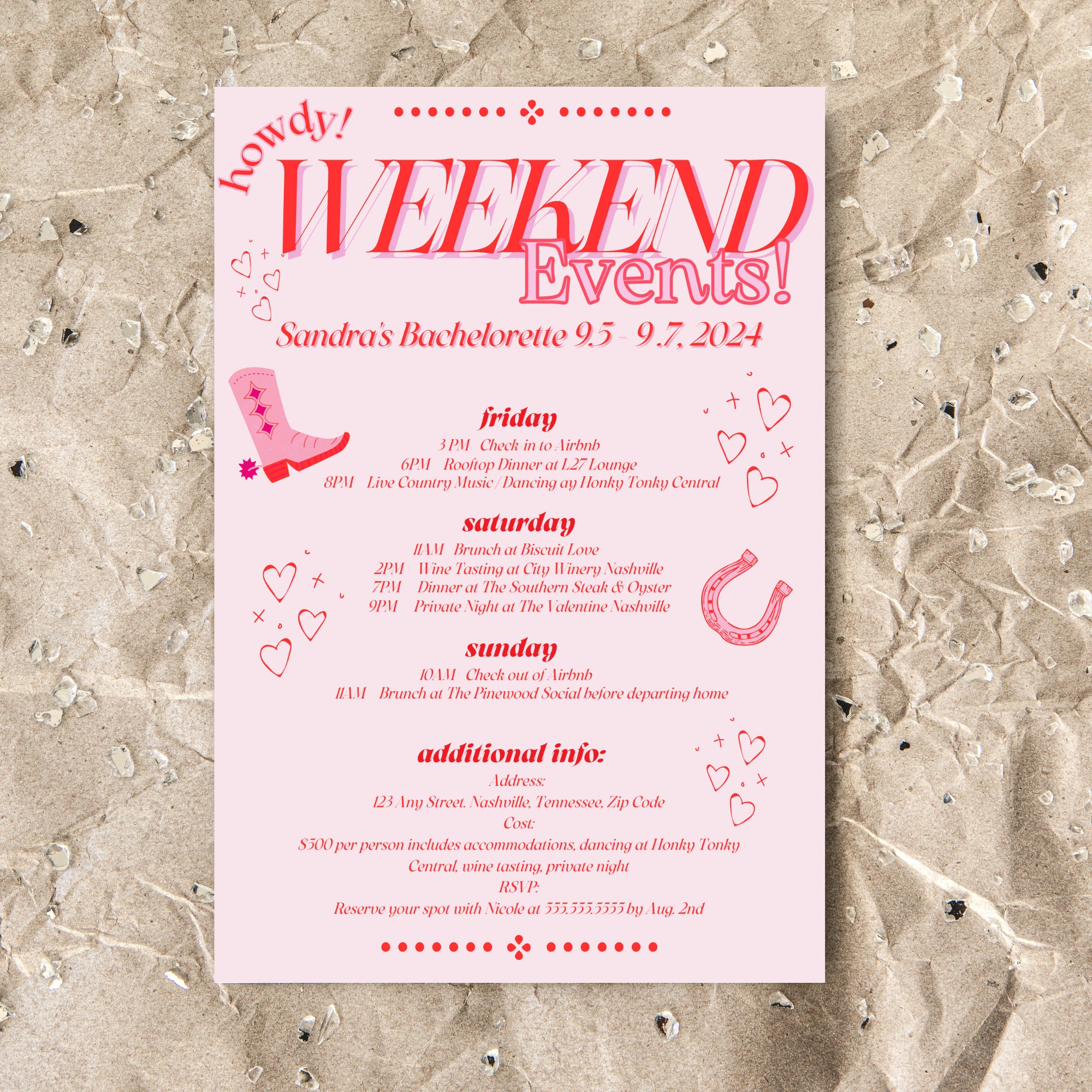 Last Rodeo Bachelorette Invitation and Itinerary Template, Last Rodeo ...