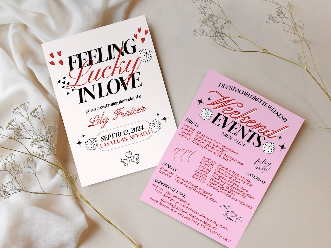 Lucky in Love Bachelorette Invite and Itinerary Template, Feeling Lucky ...