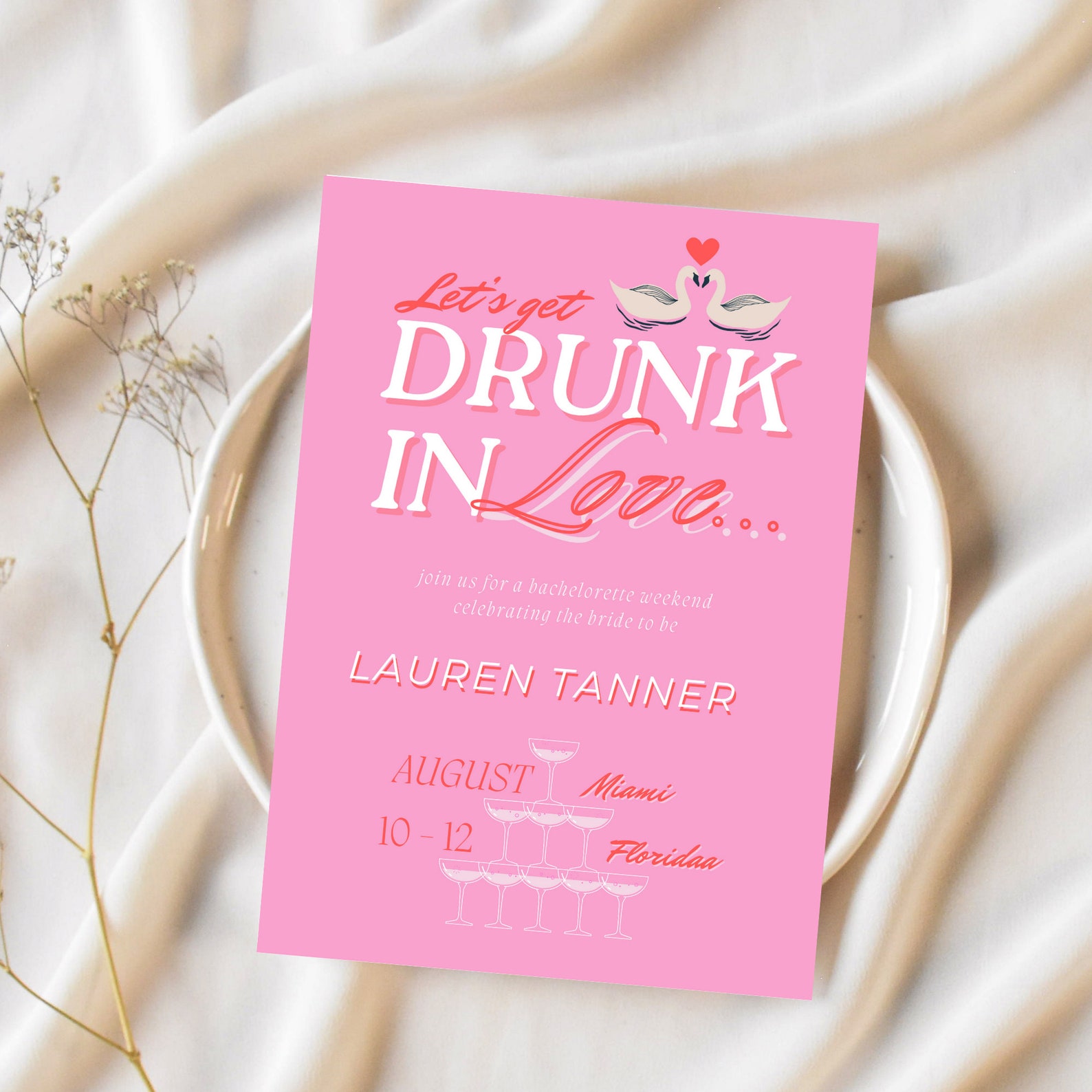 Drunk in Love Bachelorette Invitation and Itinerary Template - Etsy