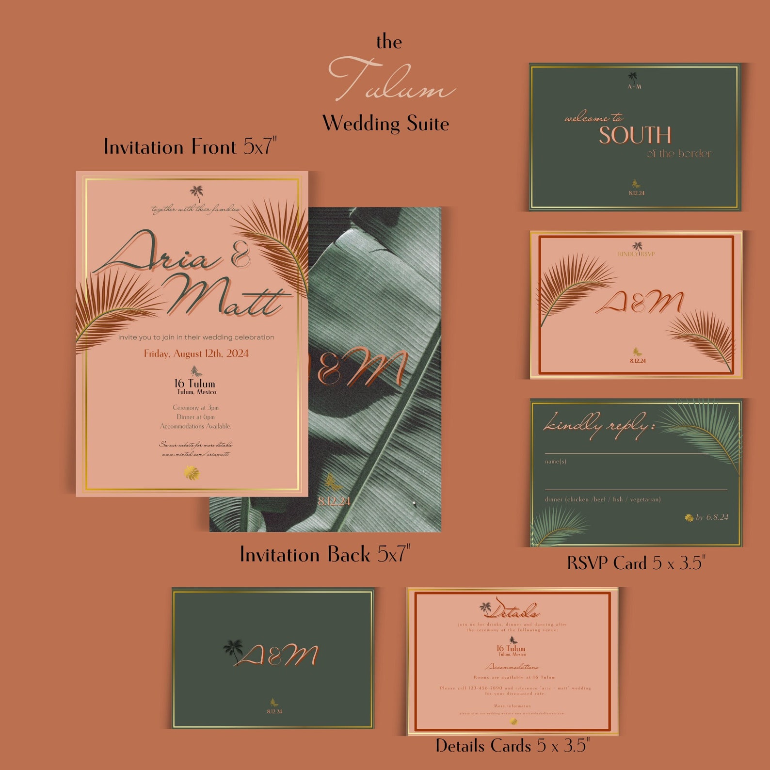 Tulum Wedding Invitation Suite Collection With Details and RSVP Card ...