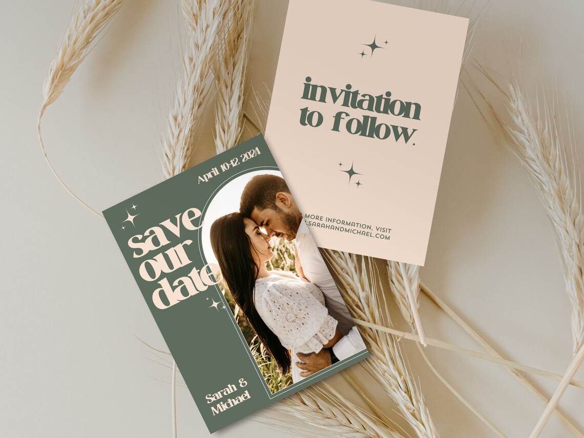 Retro Bold Save Our Date Template Save Our Date With Photo - Etsy