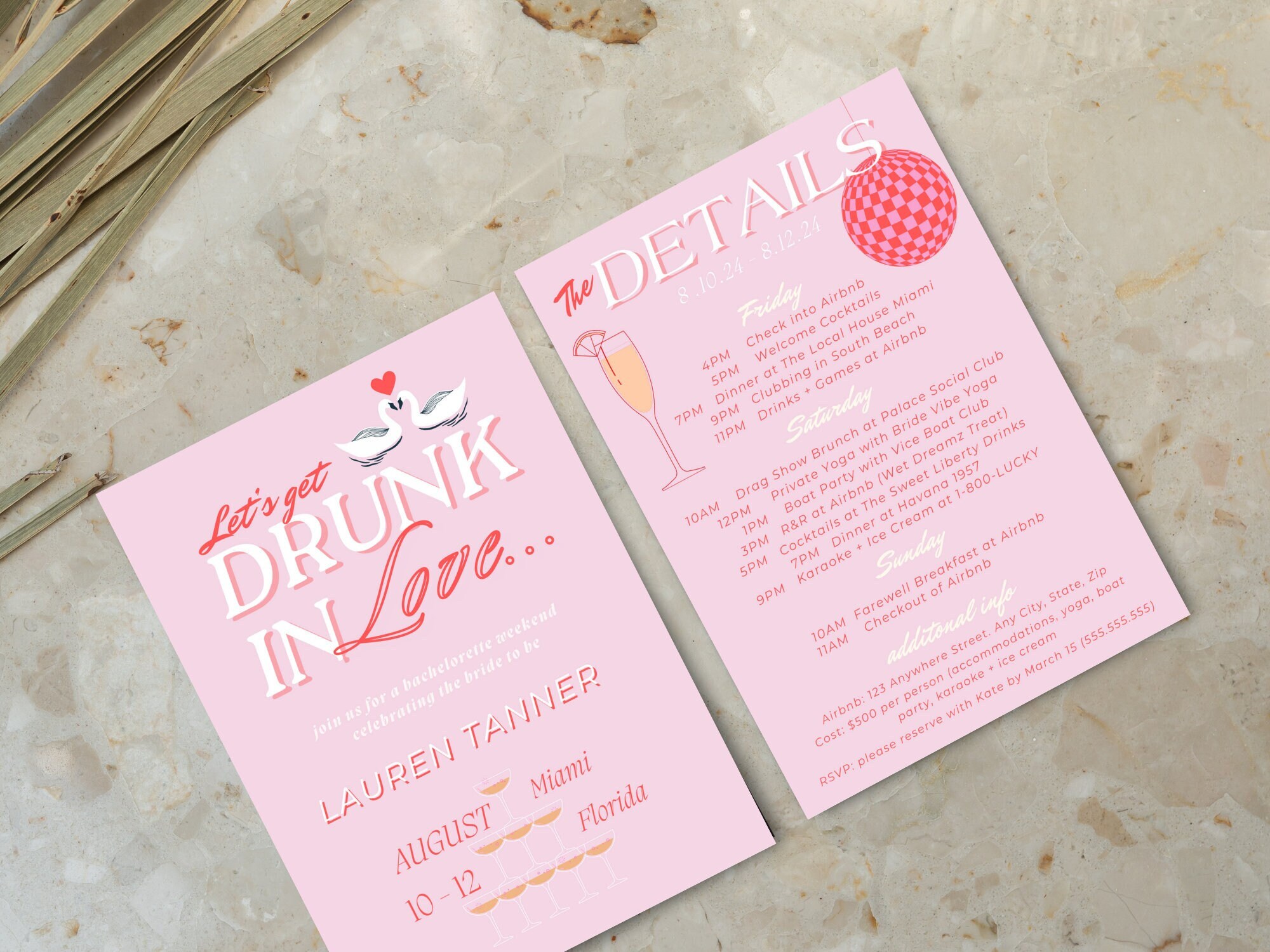 Drunk in Love Bachelorette Invitation and Itinerary Template, Drunk in ...