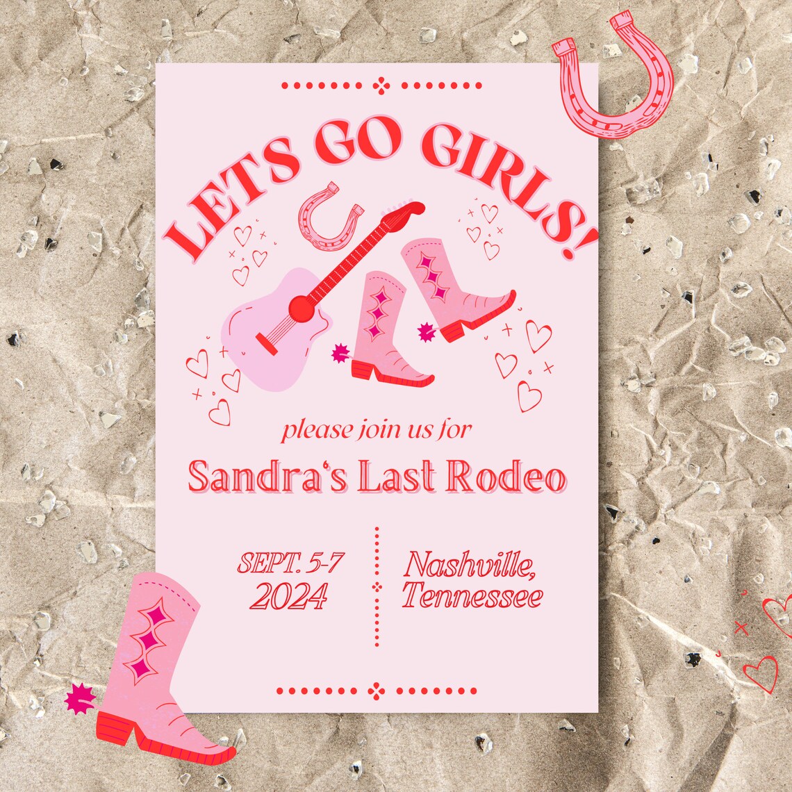 Last Rodeo Bachelorette Invitation and Itinerary Template, Last Rodeo ...