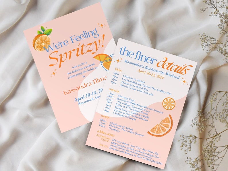 Feeling Spritzy Bachelorette Invitation and Itinerary - Etsy