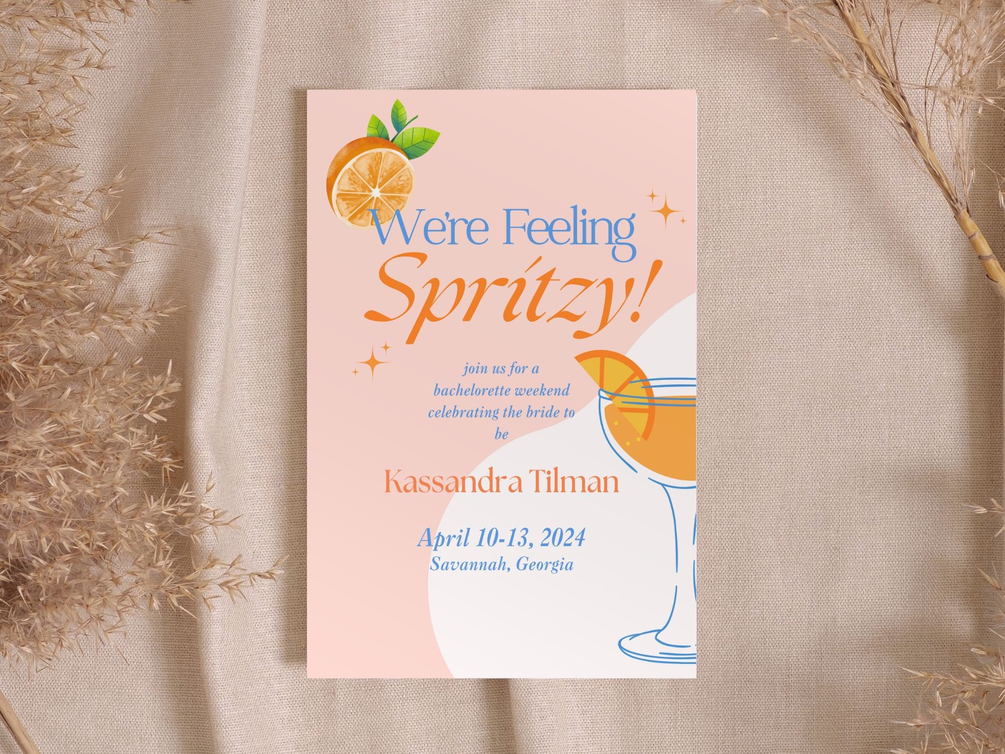 Feeling Spritzy Bachelorette Invitation and Itinerary Template, Spritz ...