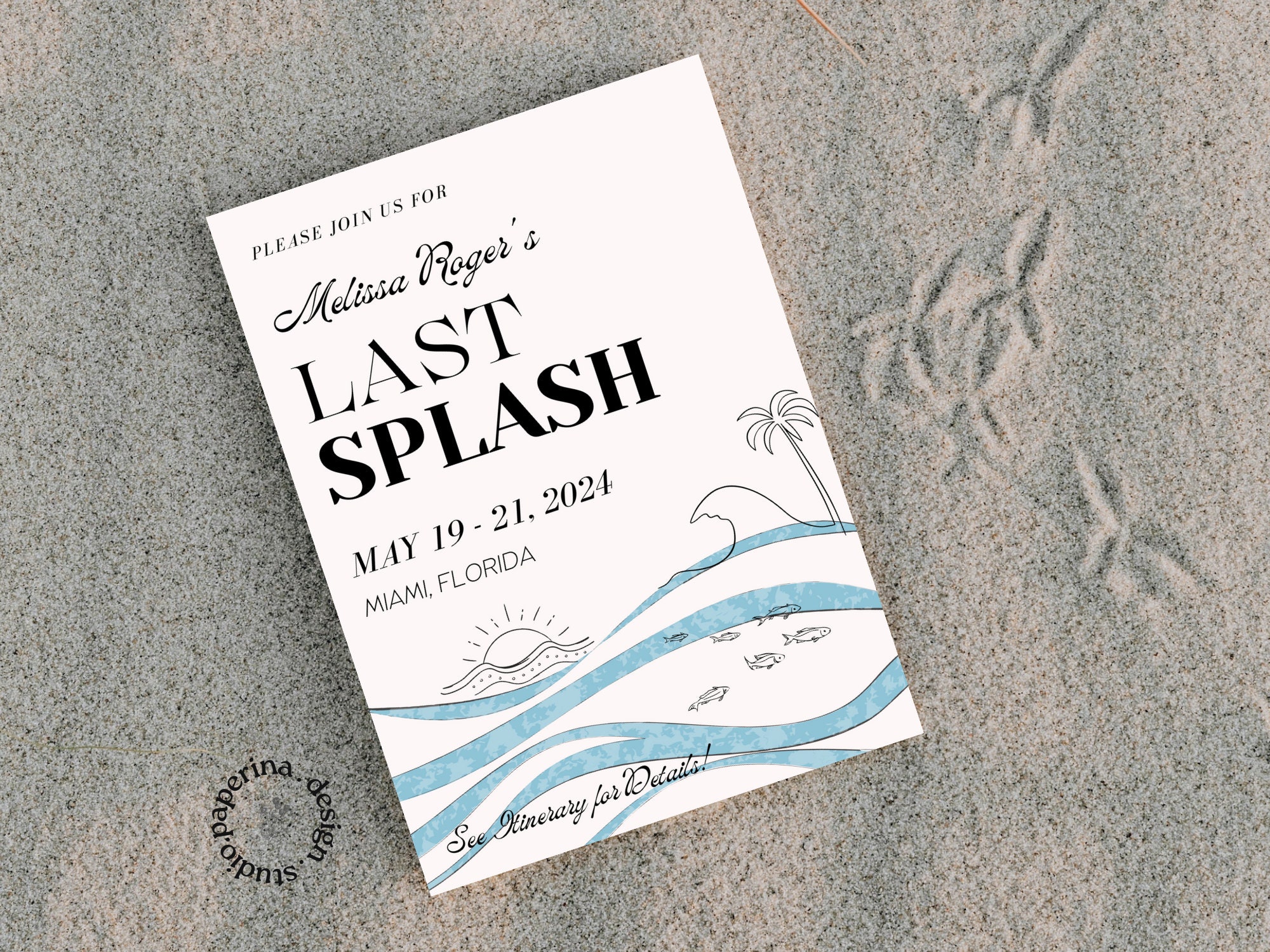 Last Splash Bachelorette Invite and Itinerary, Beach Bach Itinerary ...