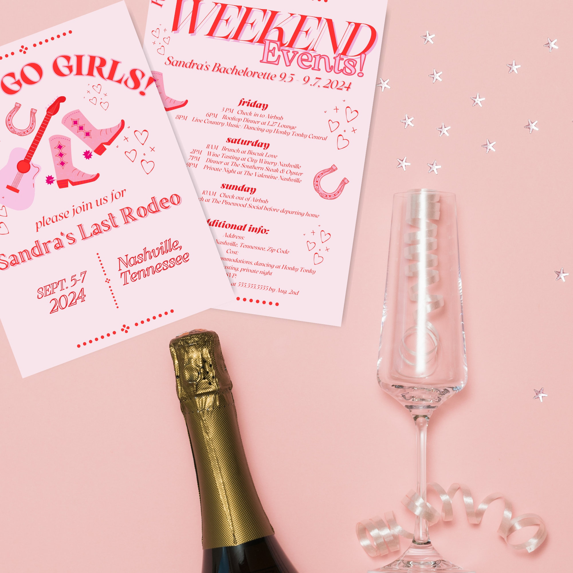 Last Rodeo Bachelorette Invitation and Itinerary Template, Last Rodeo ...