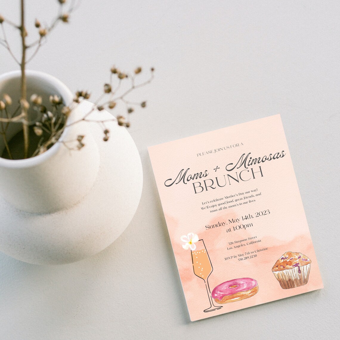 Moms and Mimosas Invitation Template, Mother's Day Invitation, Mother's ...
