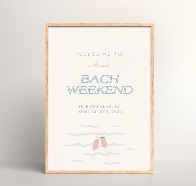 Coastal Theme Bachelorette Welcome Sign Templates, Coastal Grandma ...