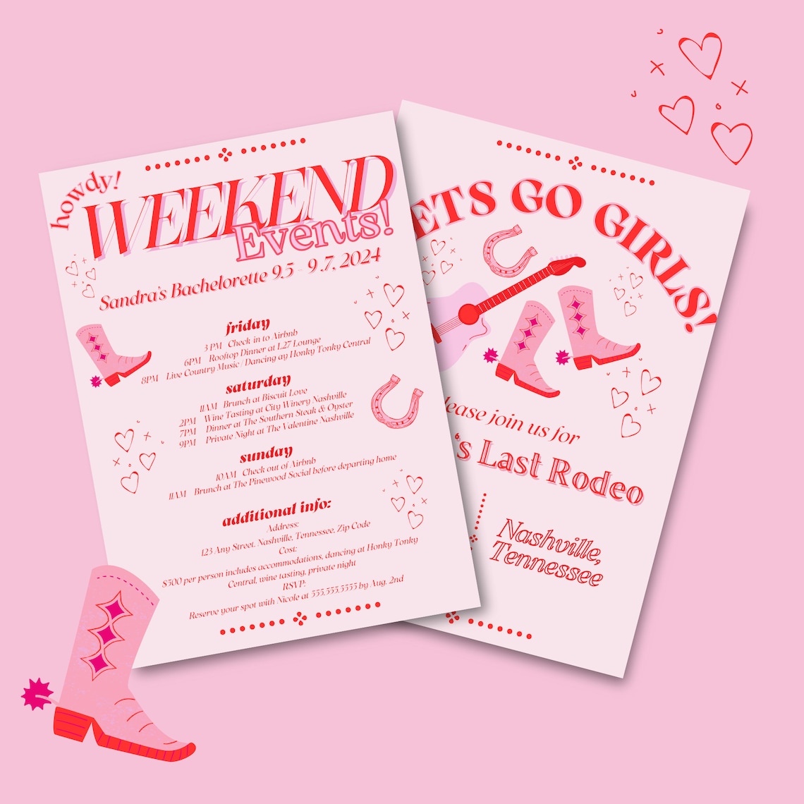 Last Rodeo Bachelorette Invitation and Itinerary Template, Last Rodeo ...