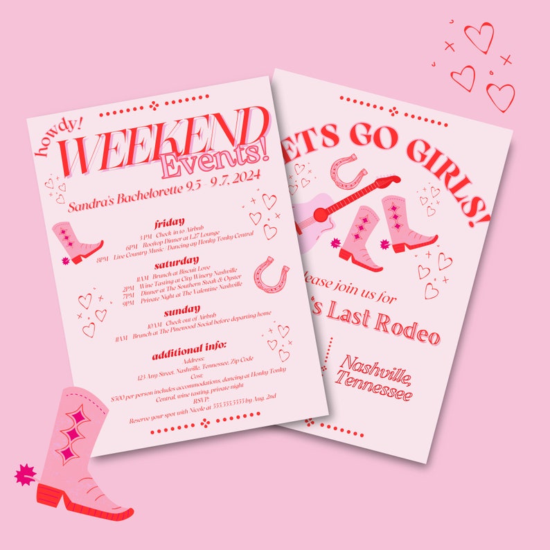 Last Rodeo Bachelorette Invitation and Itinerary Template, Last Rodeo ...