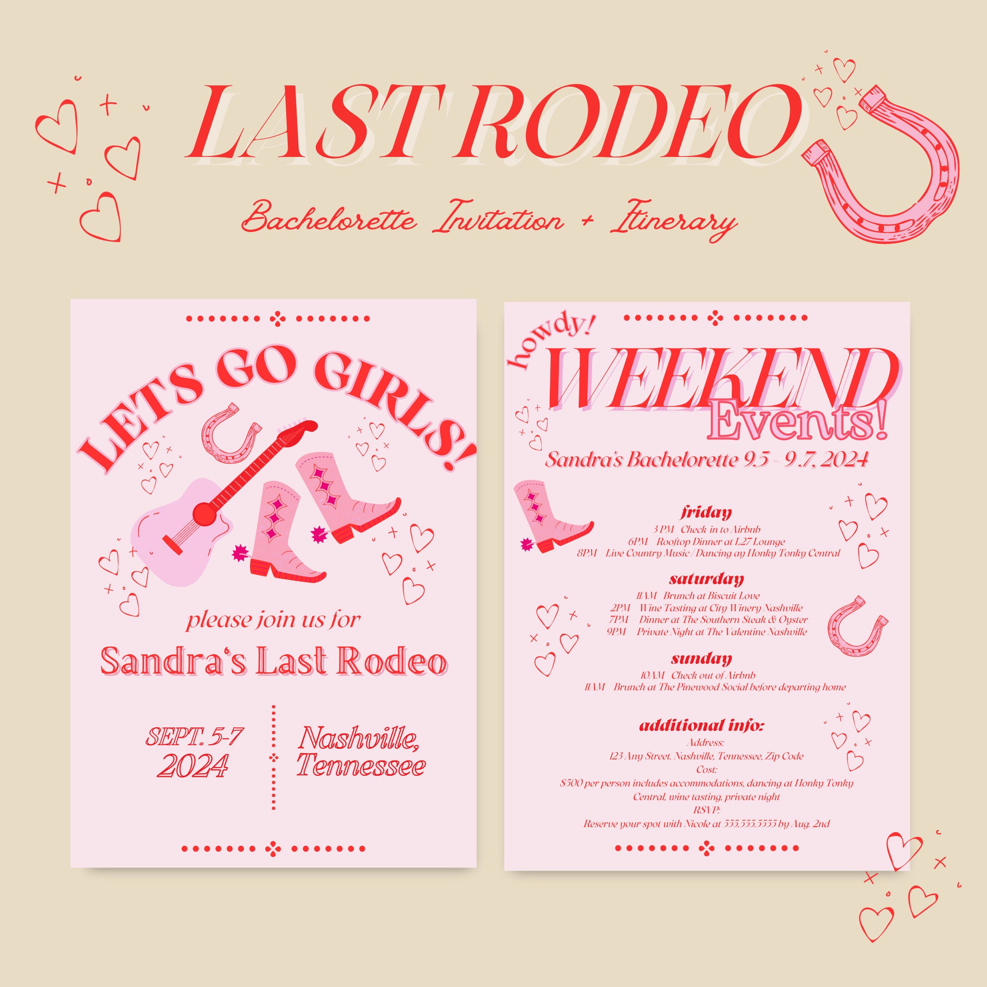 Last Rodeo Bachelorette Invitation and Itinerary Template, Last Rodeo ...