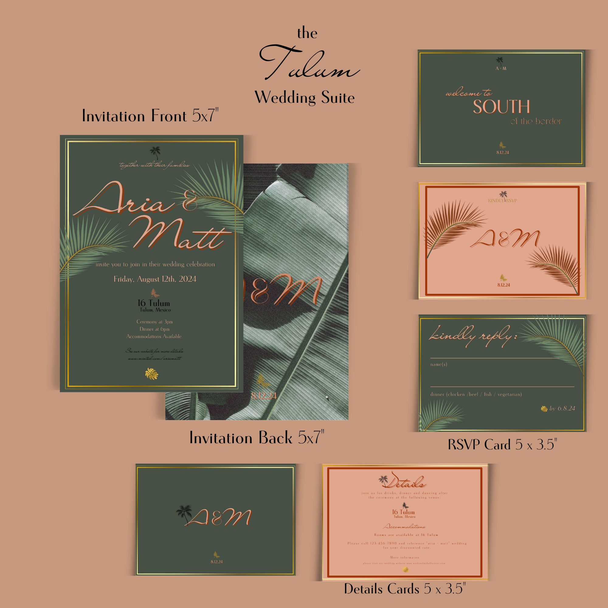Tulum Wedding Invitation Suite Collection With Details and RSVP Card ...