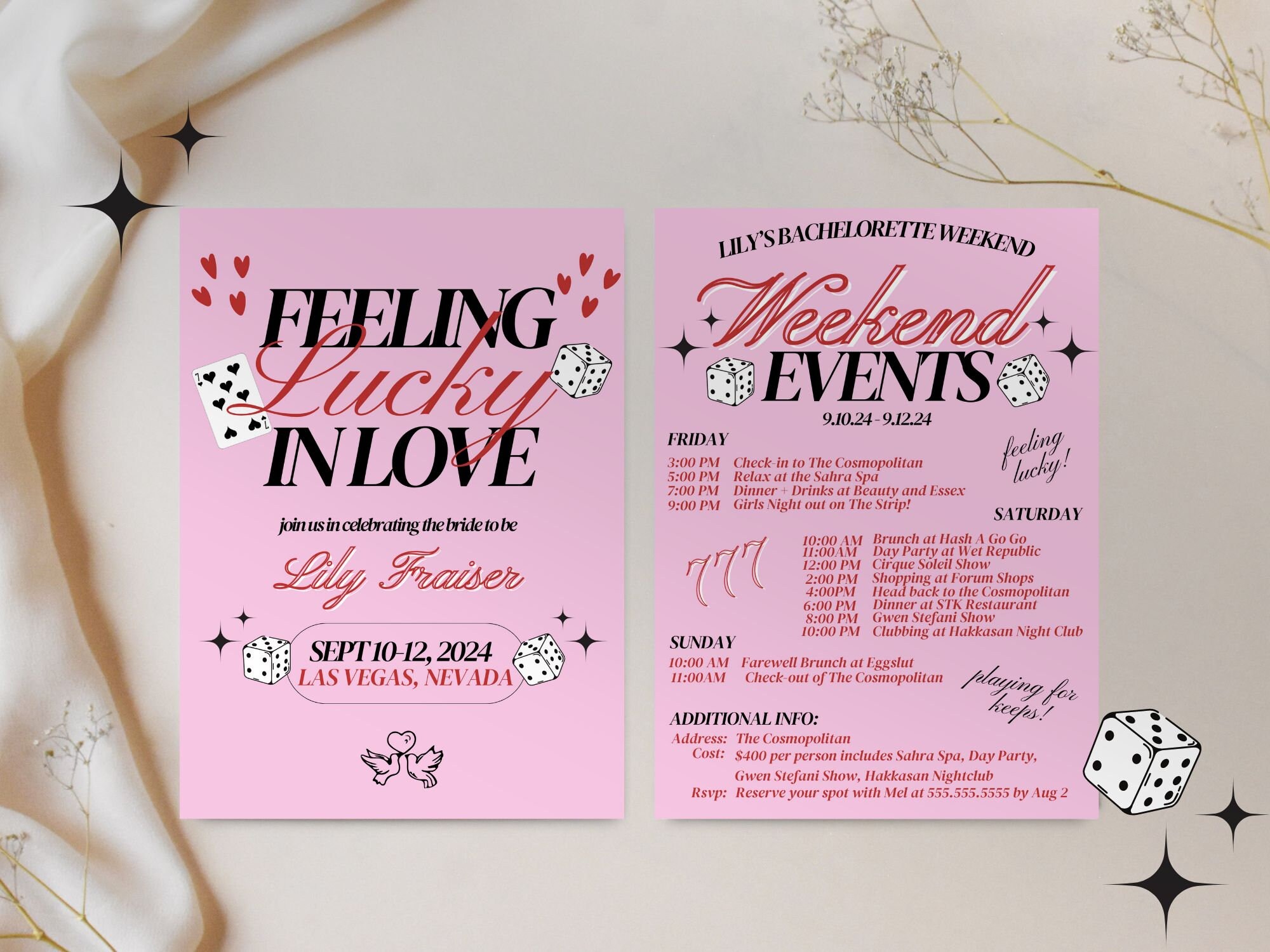 Lucky in Love Bachelorette Invite and Itinerary Template, Feeling Lucky ...