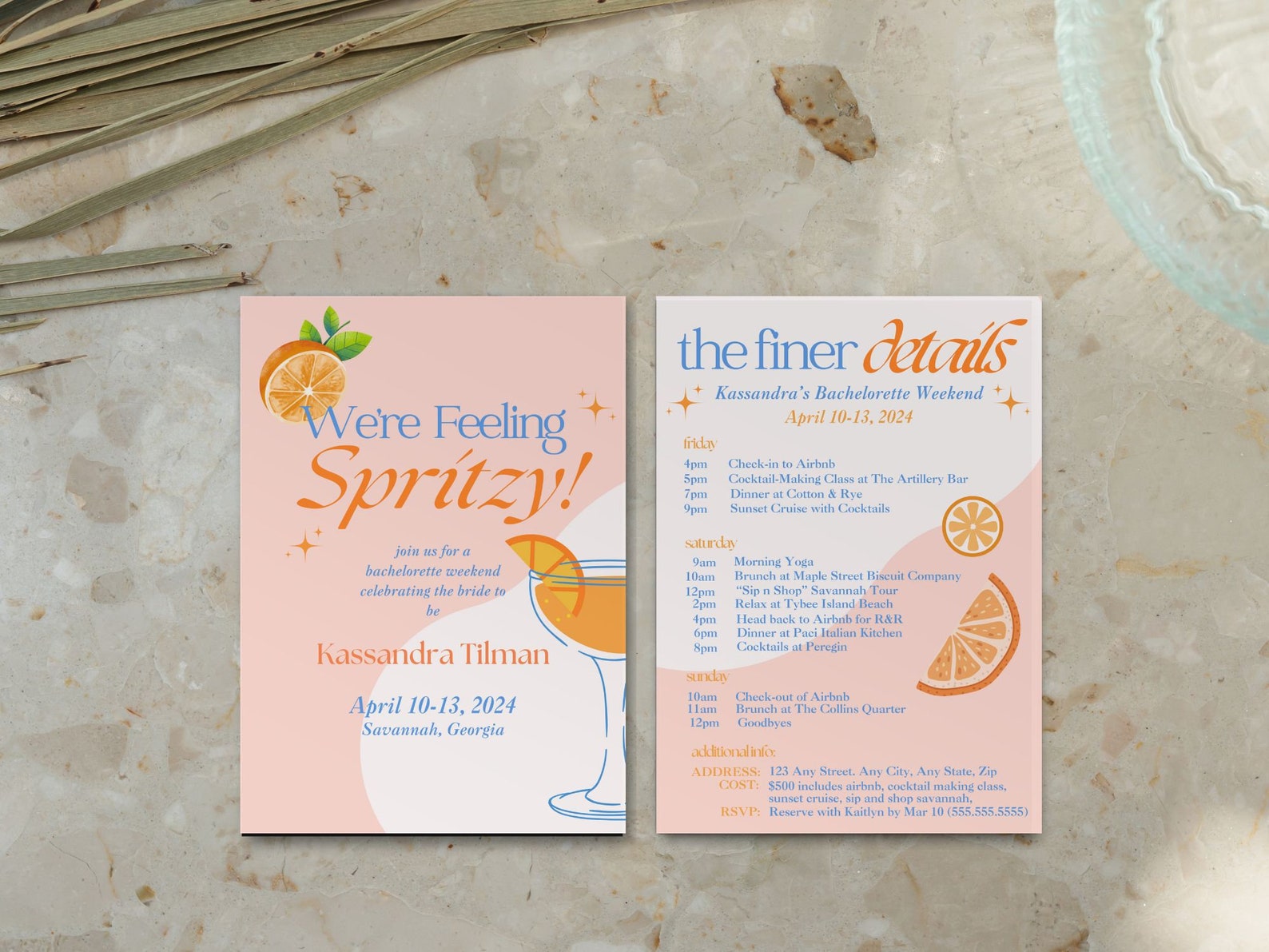 Feeling Spritzy Bachelorette Invitation and Itinerary - Etsy
