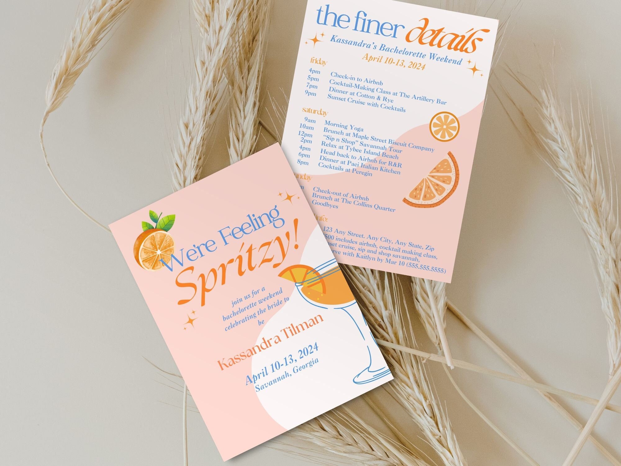Feeling Spritzy Bachelorette Invitation and Itinerary Template, Spritz ...