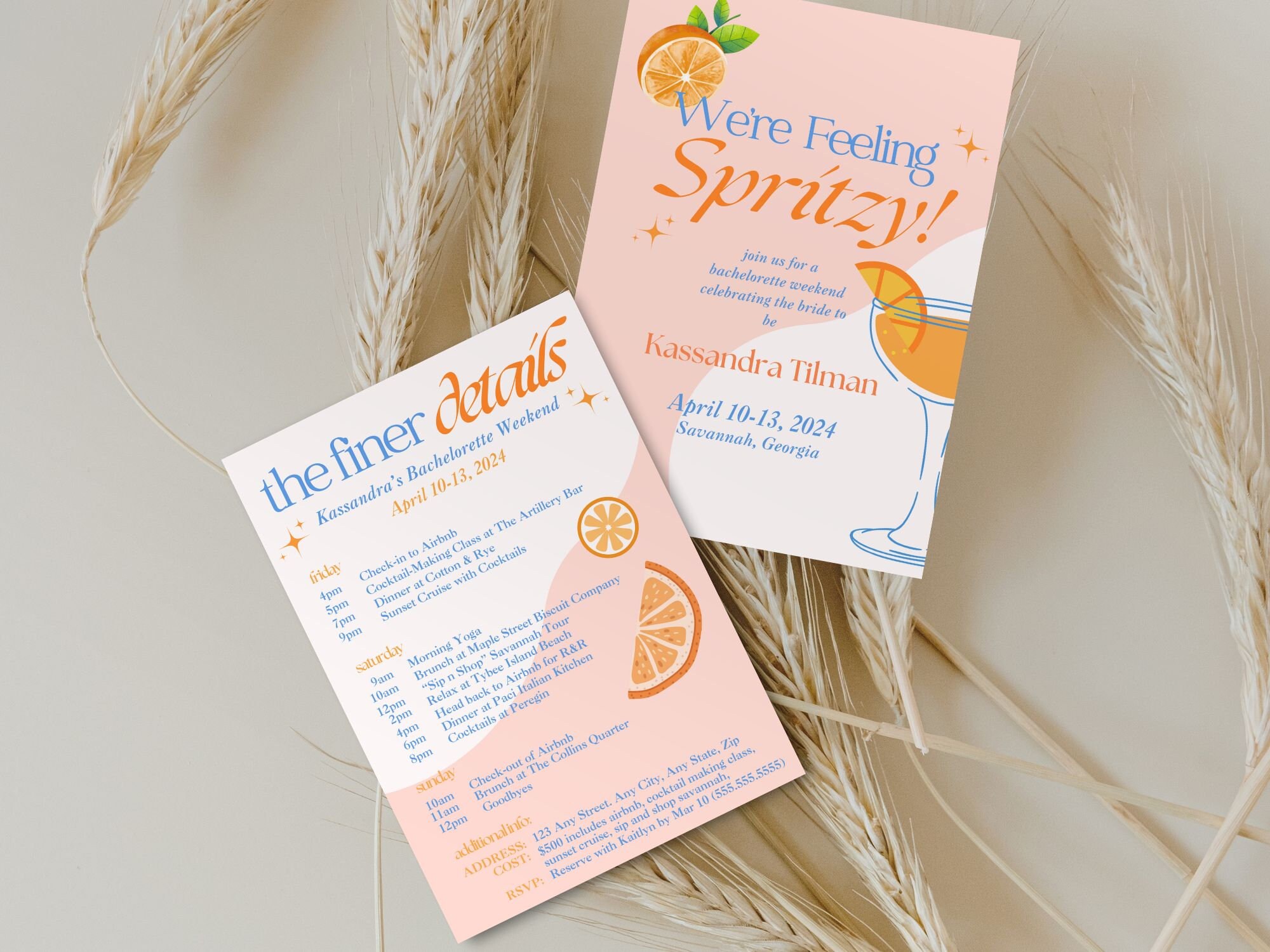 Feeling Spritzy Bachelorette Invitation and Itinerary Template, Spritz ...