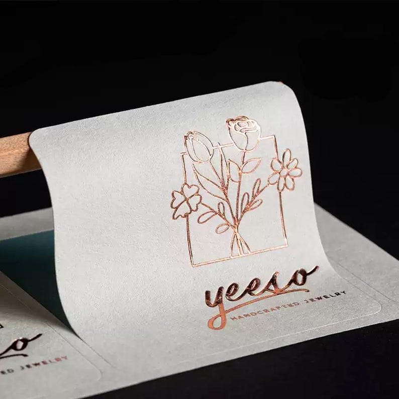 Custom Embossed Gold Foil Stickers: Personalized Logo Stickers - Etsy