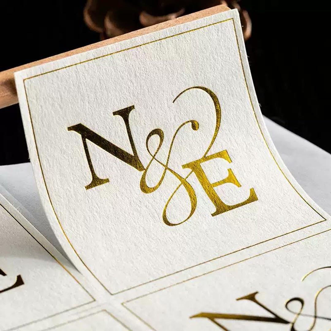 Custom Embossed Gold Foil Stickers: Wedding, Candle, Logo - Etsy