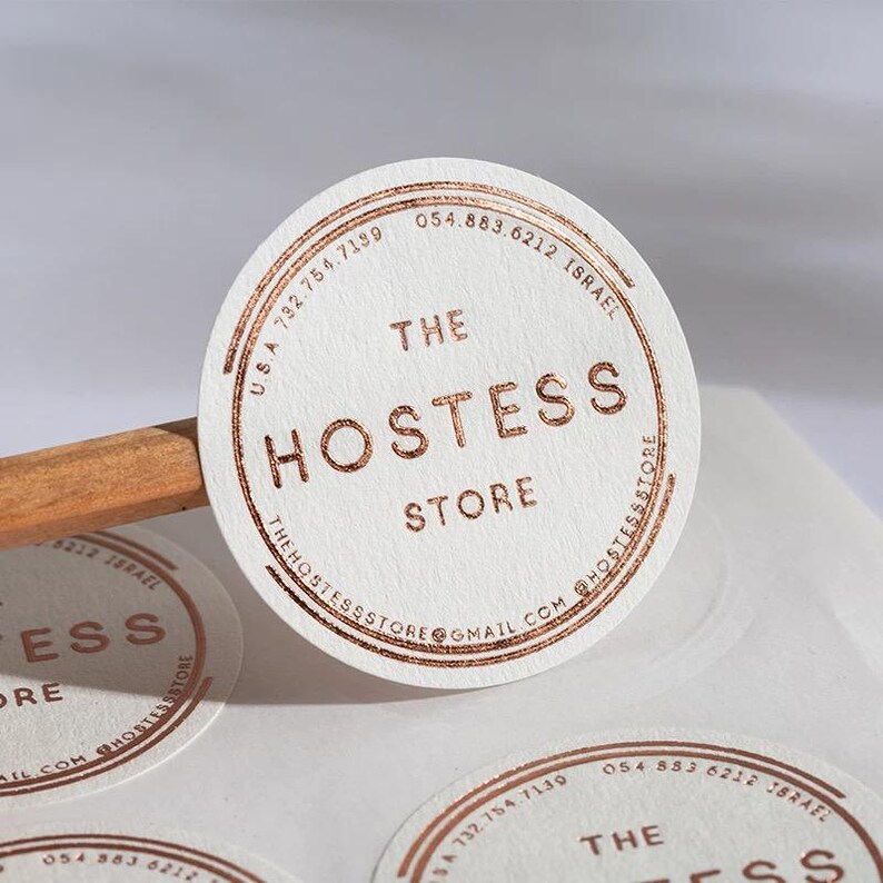 Custom Embossed Gold Foil Stickers: Wedding, Candle, Logo - Etsy