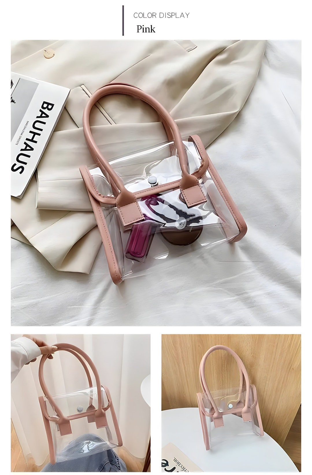 Clearly Pink Stadium Approved Bag/transparent Bags Women - Etsy