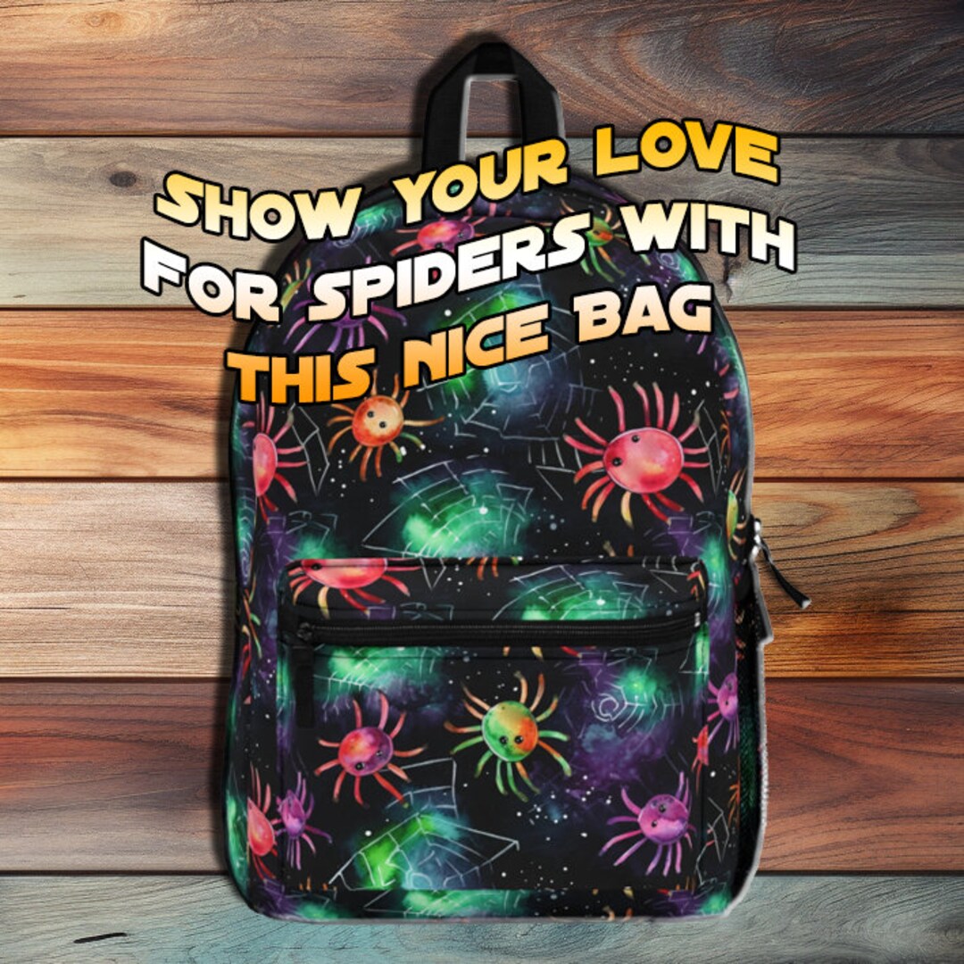 Black Bag Spiders Watercolor Design Backpack Perfect Gift for Kids ...