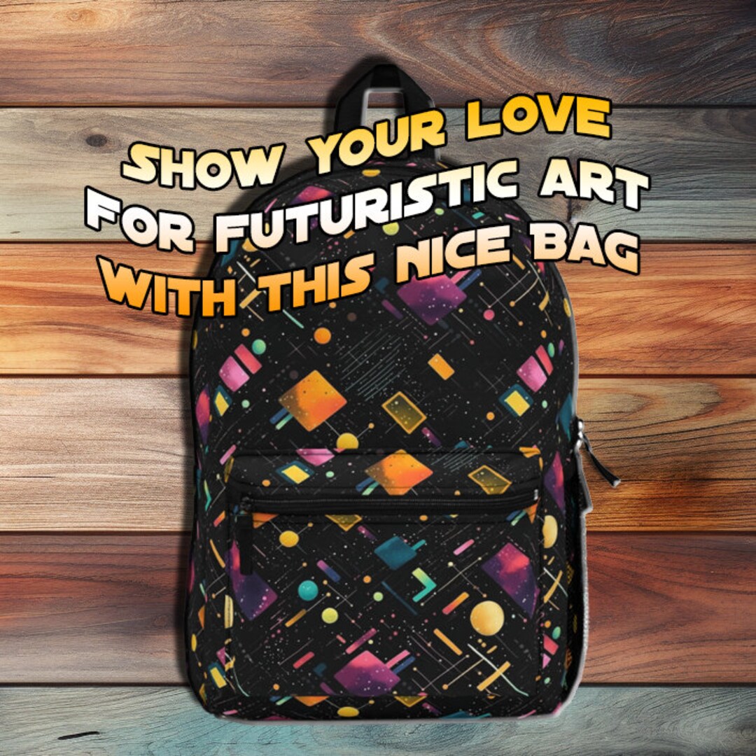 Black Backpack Futuristic Art Watercolor Design Bag Perfect Gift for ...