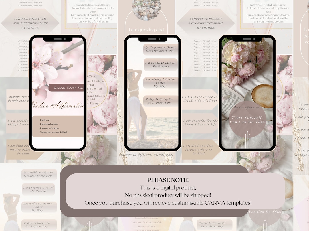 Positive Notes Social Media Template Affirmation Vision Board - Etsy
