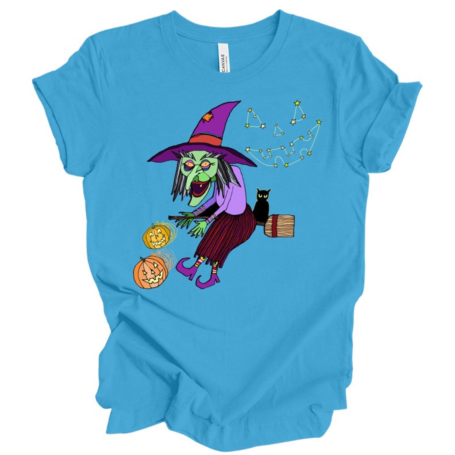 Trixie the Witch and Tetra the Black Cat Halloween T Shirt Dnd Fantasy ...
