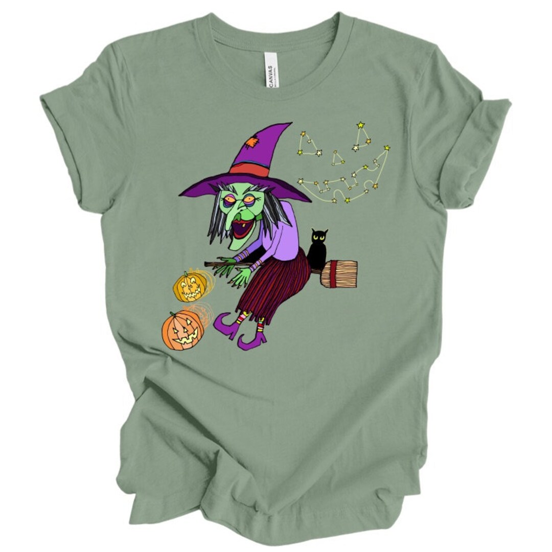 Trixie the Witch and Tetra the Black Cat Halloween T Shirt Dnd Fantasy ...
