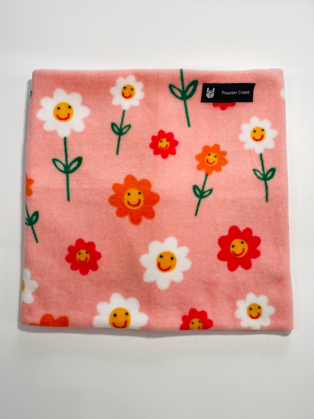 Pink Flower Neck Tube, Fleece Ski Mask, Cozy Neck Gaiter, Winter Buff ...
