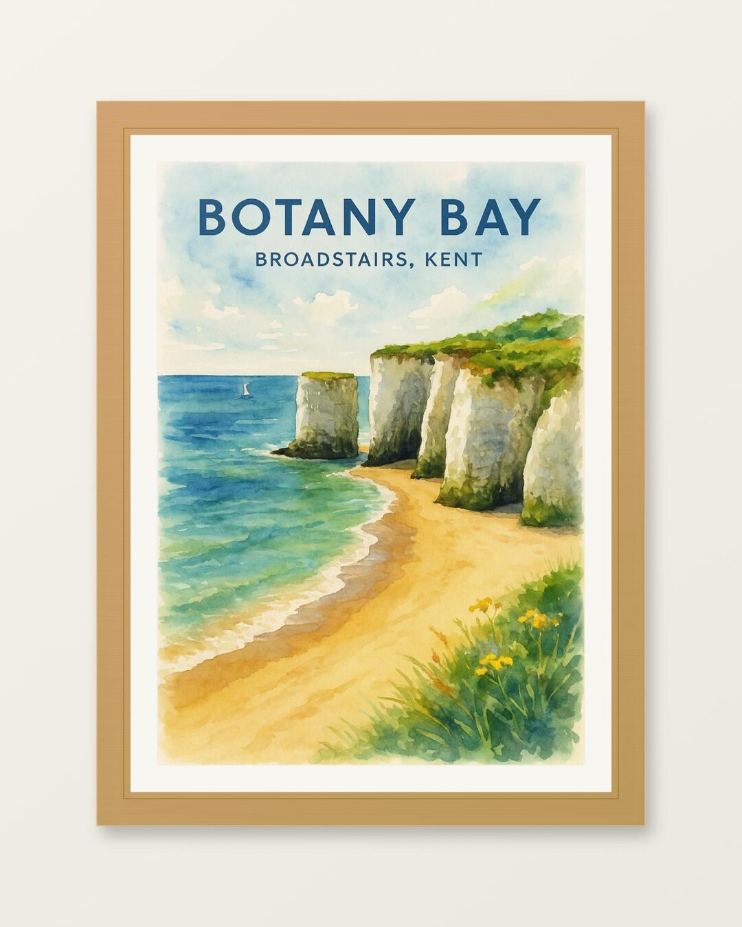 Botany Bay - Broadstairs Poster - Watercolor - Bedroom Art, Office Art ...