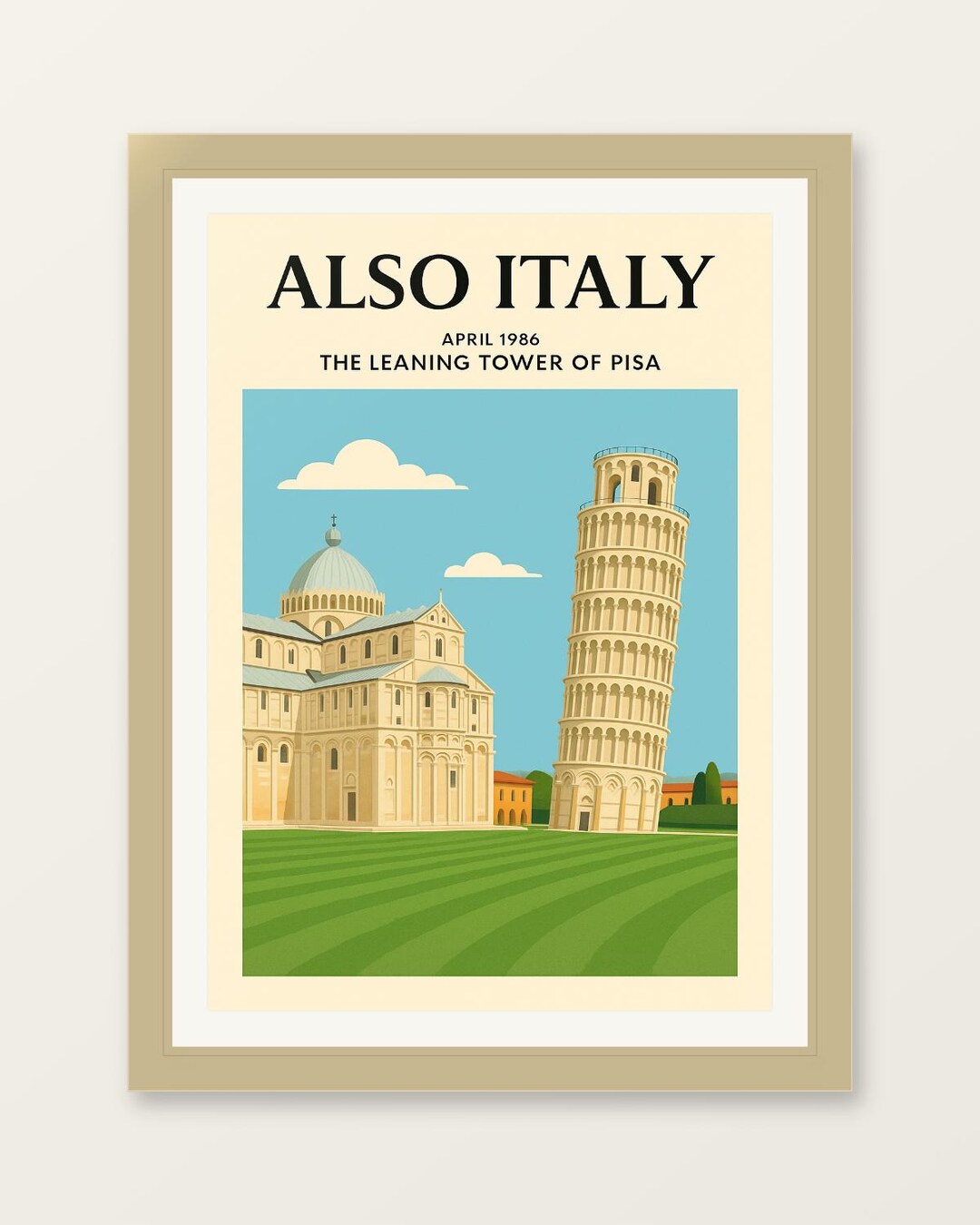 Leaning Tower of Pisa Poster: Retro Italy Travel Print - Etsy