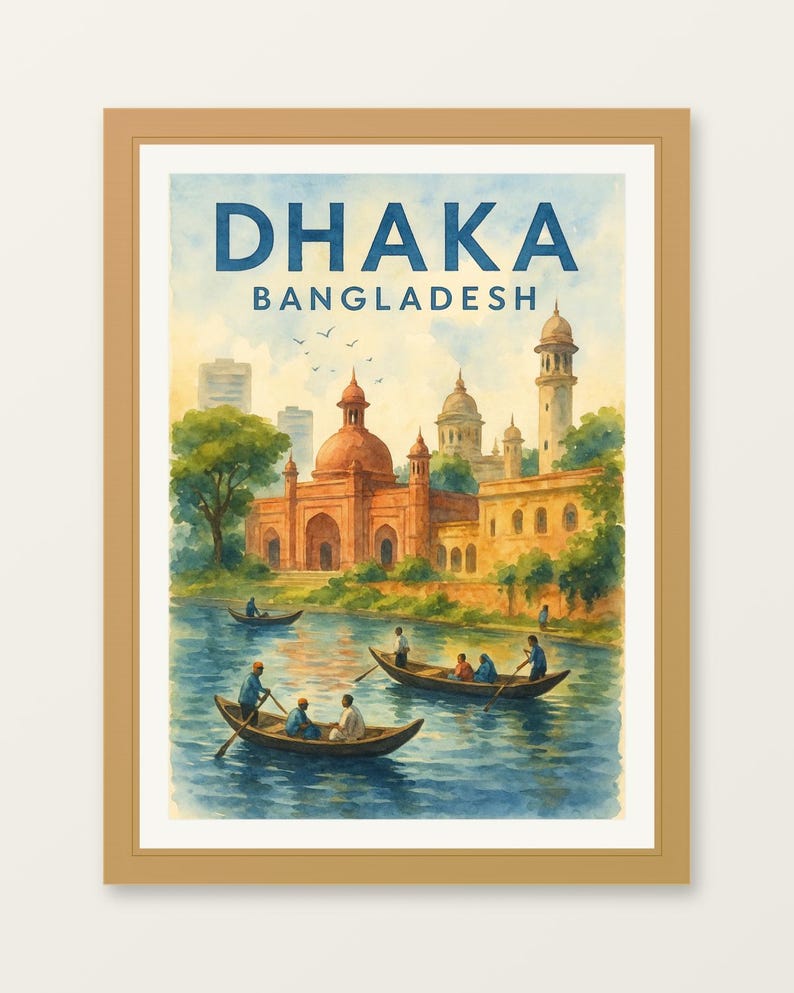 Dhaka - Bangladesh Poster - Watercolor - Bedroom Art, Office Art, Wall Art, Living Room, Kitchen ...