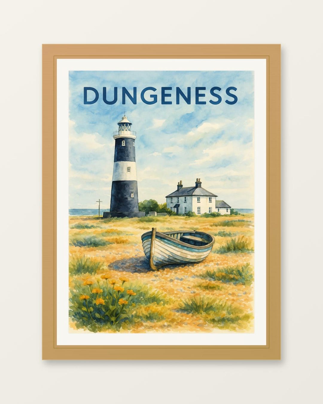 Dungeness Kent Watercolor Poster: Kentish Beach Art Print - Etsy