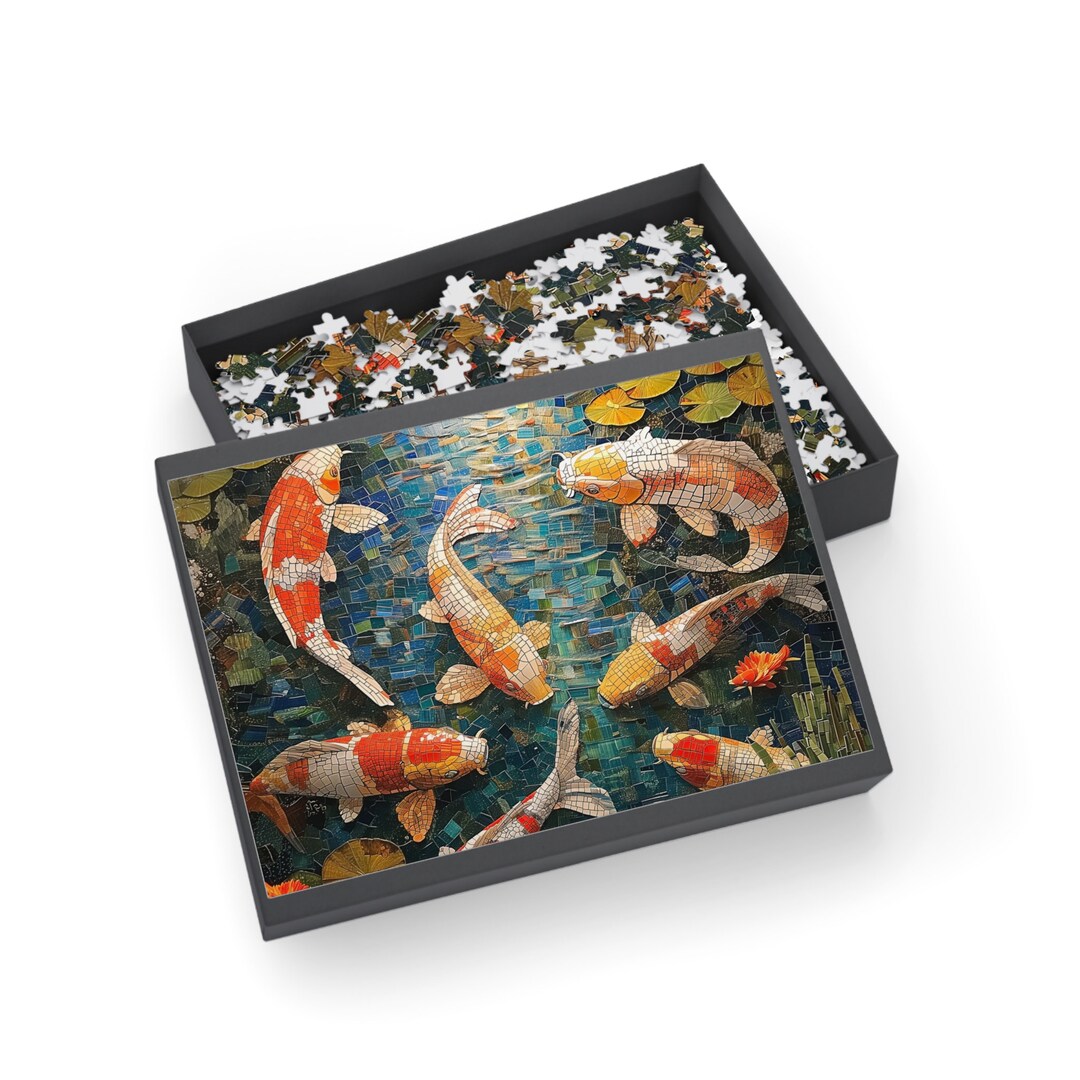Koi Pond Puzzle, Paper Mosaic, Complex, Unique Jigsaw, Game, Birthday ...