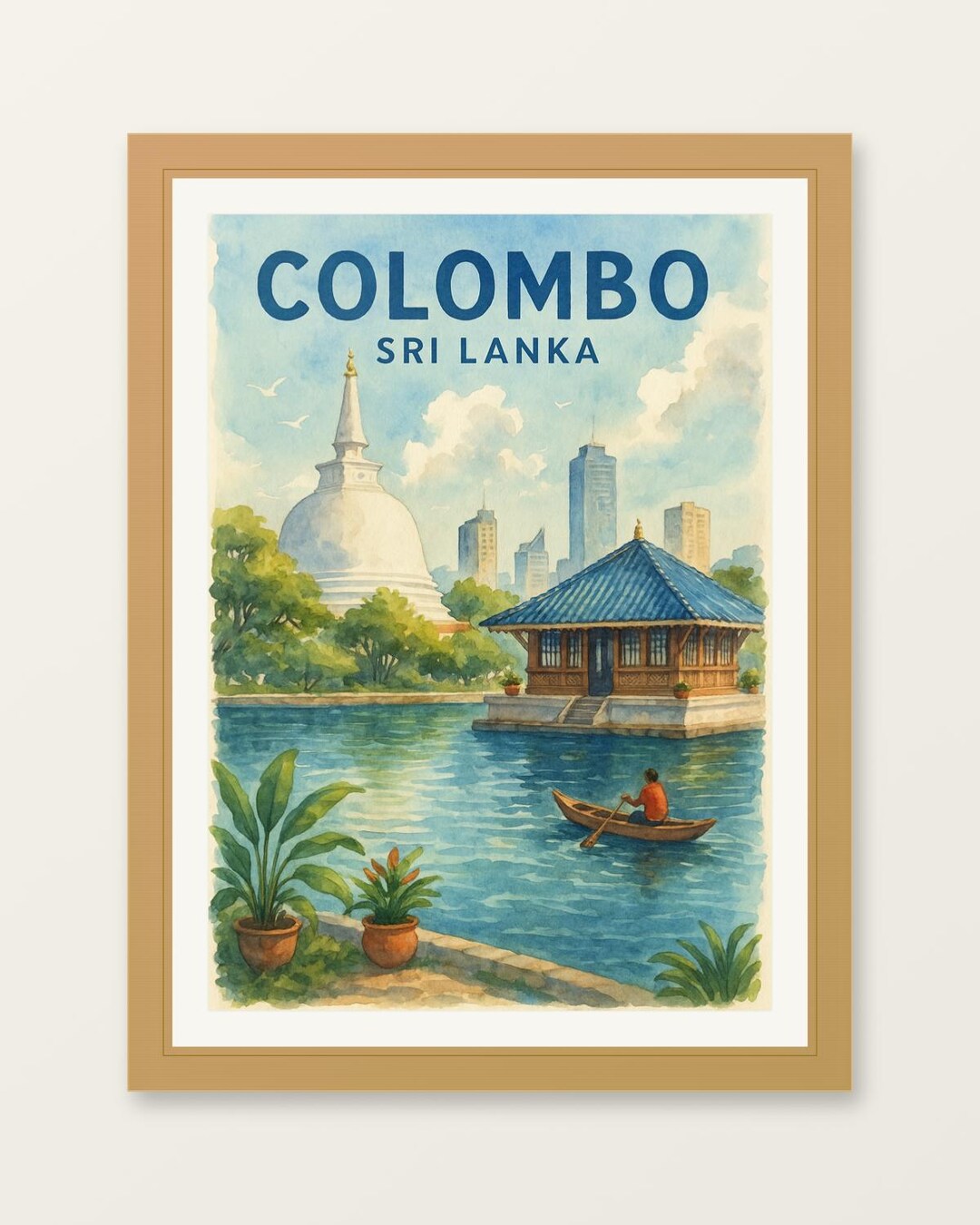 Colombo Sri Lanka Watercolor Poster: Asia Travel Art Print - Etsy